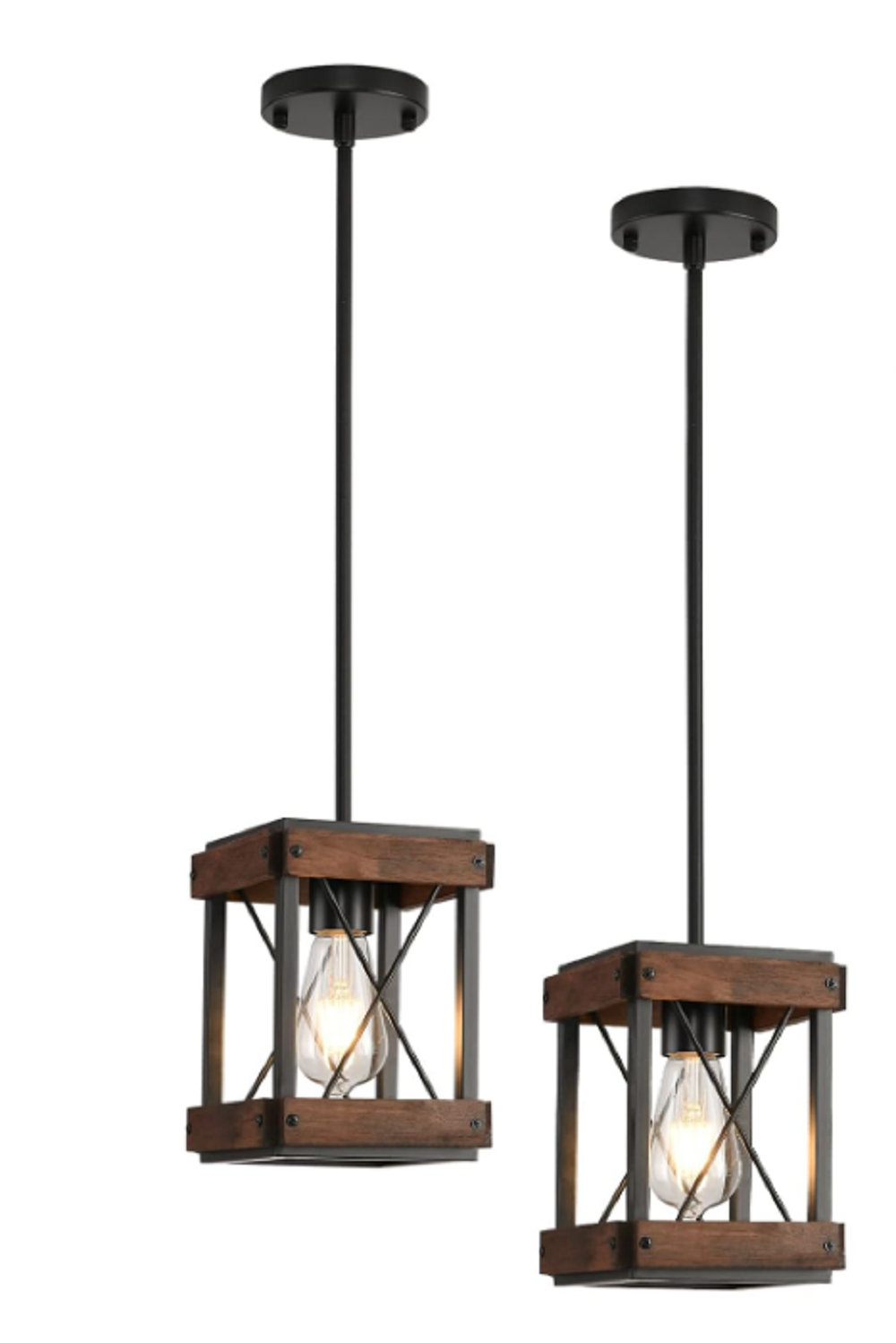 Gracie Oaks Farmhouse Pendant Light, 2 Pack Rustic Farmhouse Linear ...
