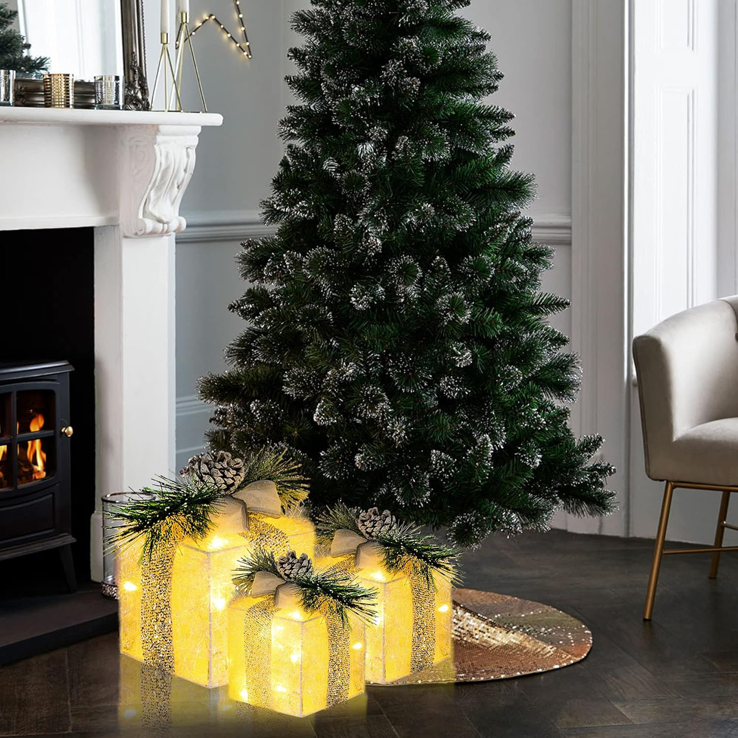 The Holiday Aisle® Set Of 3 Christmas Lighted Gift Boxes, Warm White ...