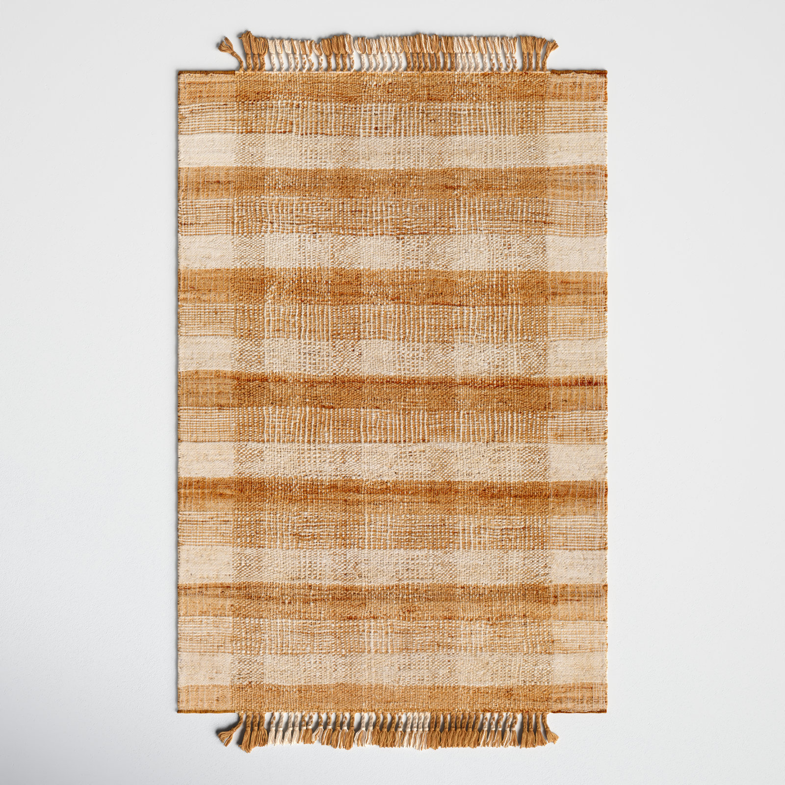 Birch Lane™ Plaid Hand Braided Jute Area Rug in Light Beige/Tan | Wayfair