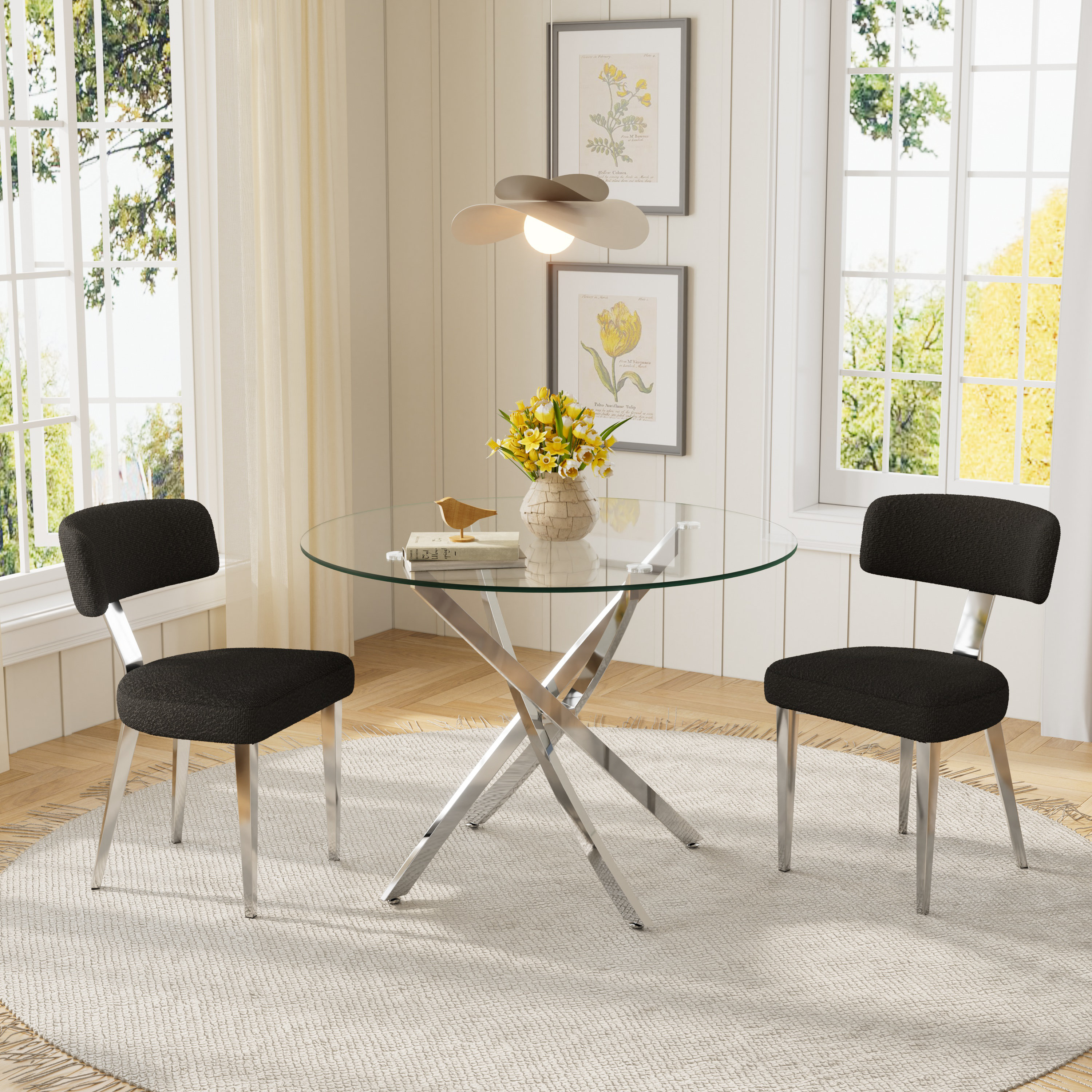 Ivy Bronx 36 Inch Round Glass Dining Table Sets | Wayfair