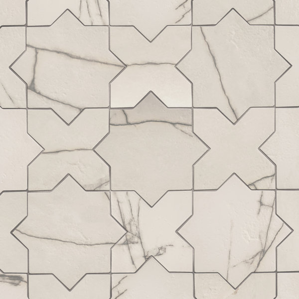 Merola Tile Istanbul Star with Cross 6 In. X 12 In. Porcelain Floor And ...