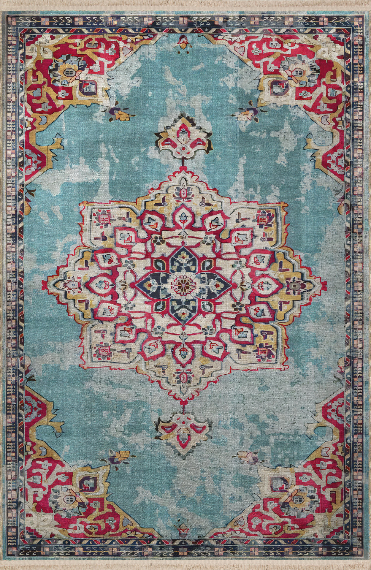 Bloomsbury Market Turquoise Themed Multi-Colored Traditional Motif ...
