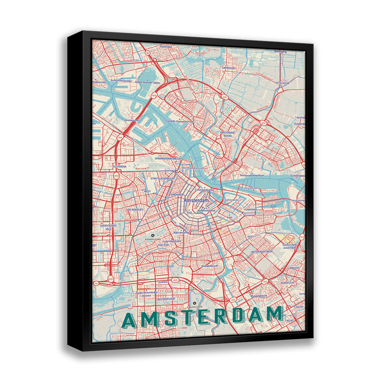ATX Art Group LLC Retro Map - Amsterdam Framed On Canvas by Stanley ...