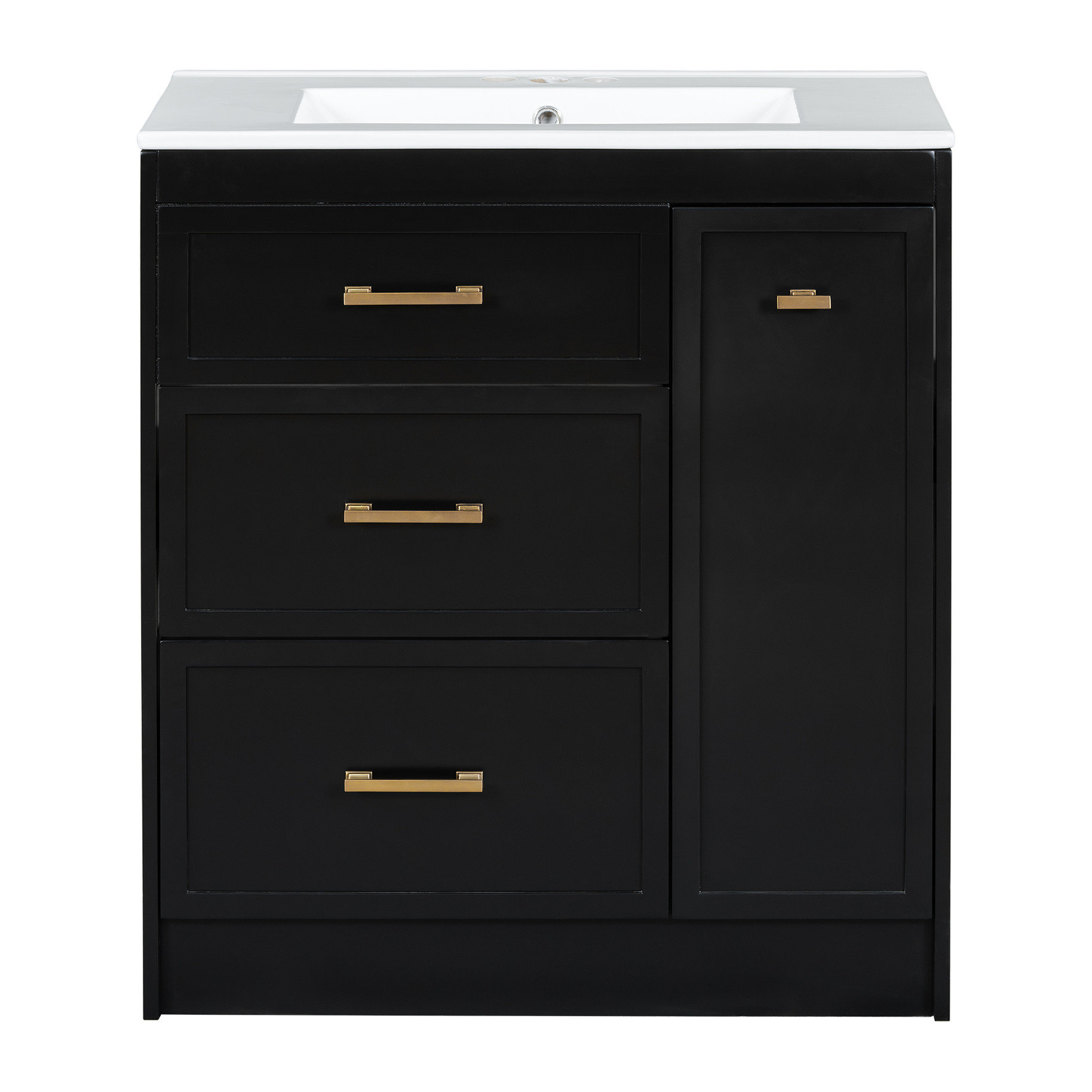 Winston Porter Classic 30" Bathroom Vanity, Black Finish, Floor ...