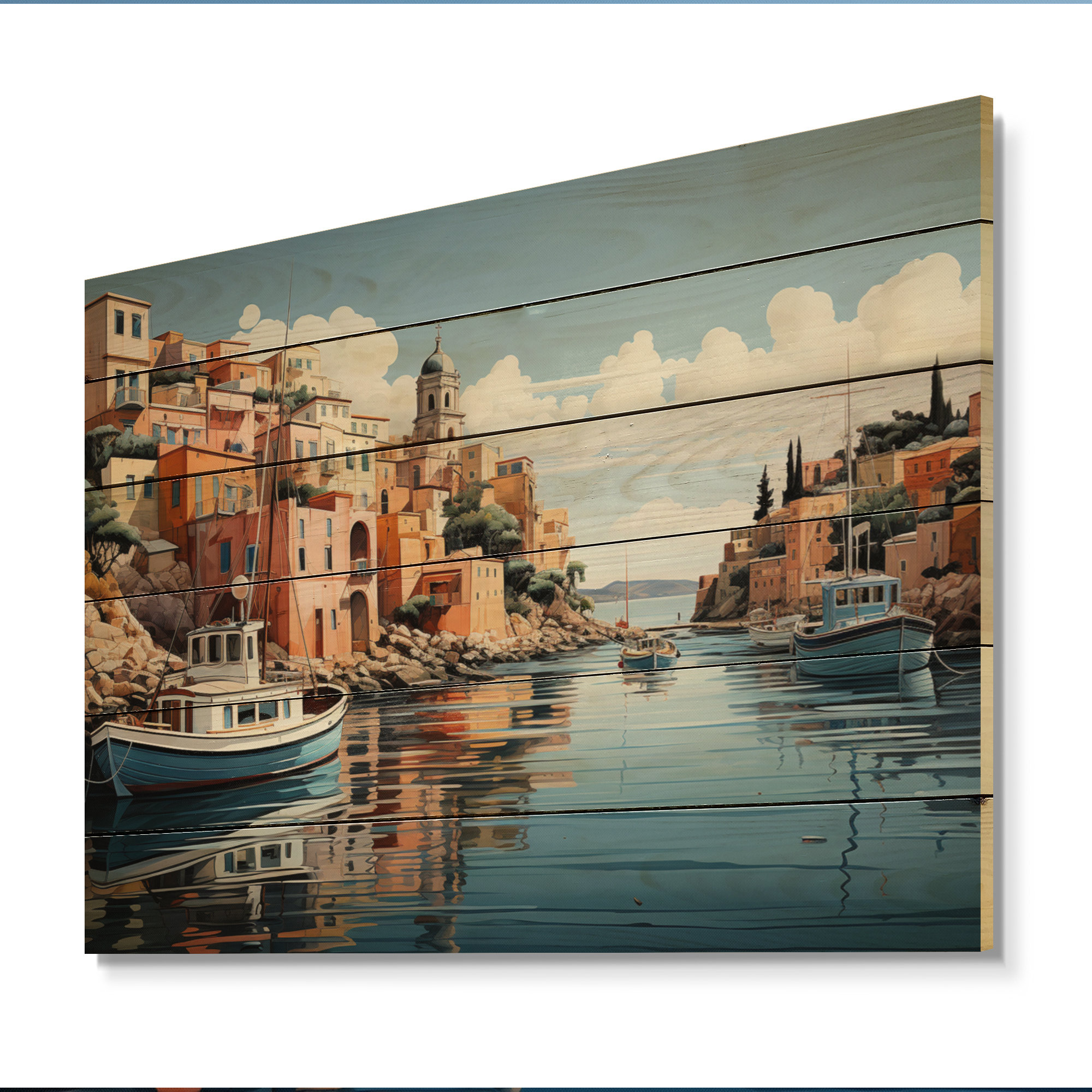 Longshore Tides Coastal Minimalism Harbor Hues II On Wood Print | Wayfair