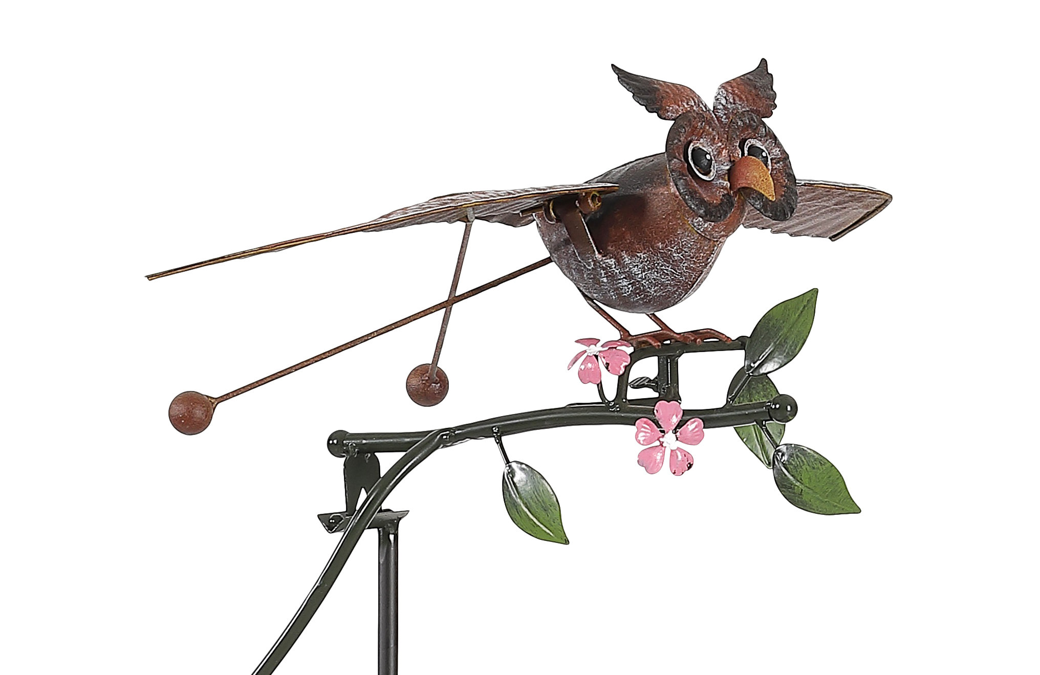 Arlmont & Co. Brown Rustic Owl Kinetic Metal Balancer Outdoor Hand ...