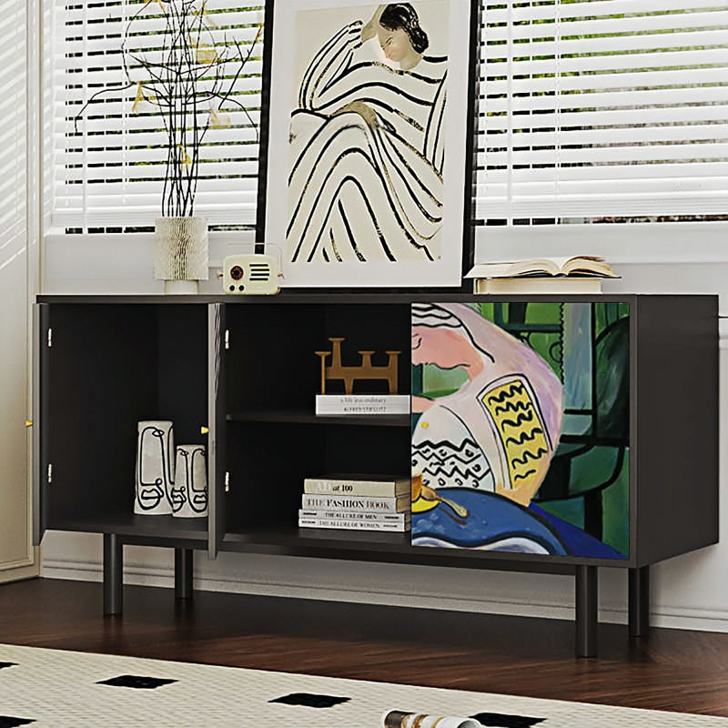 Vivid Space Creation Abstract Art Design Decorated Sideboard Cabinet ...