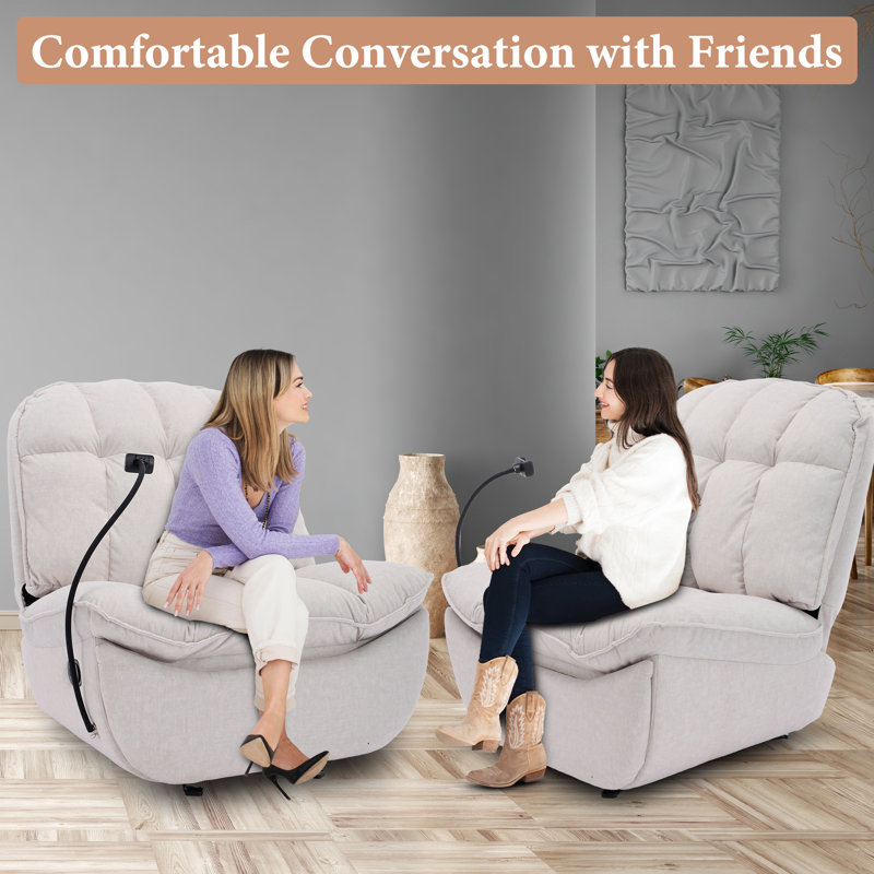 Ebern Designs Oversized Swivel Recliner with Mobile Phone Holder,Modern ...
