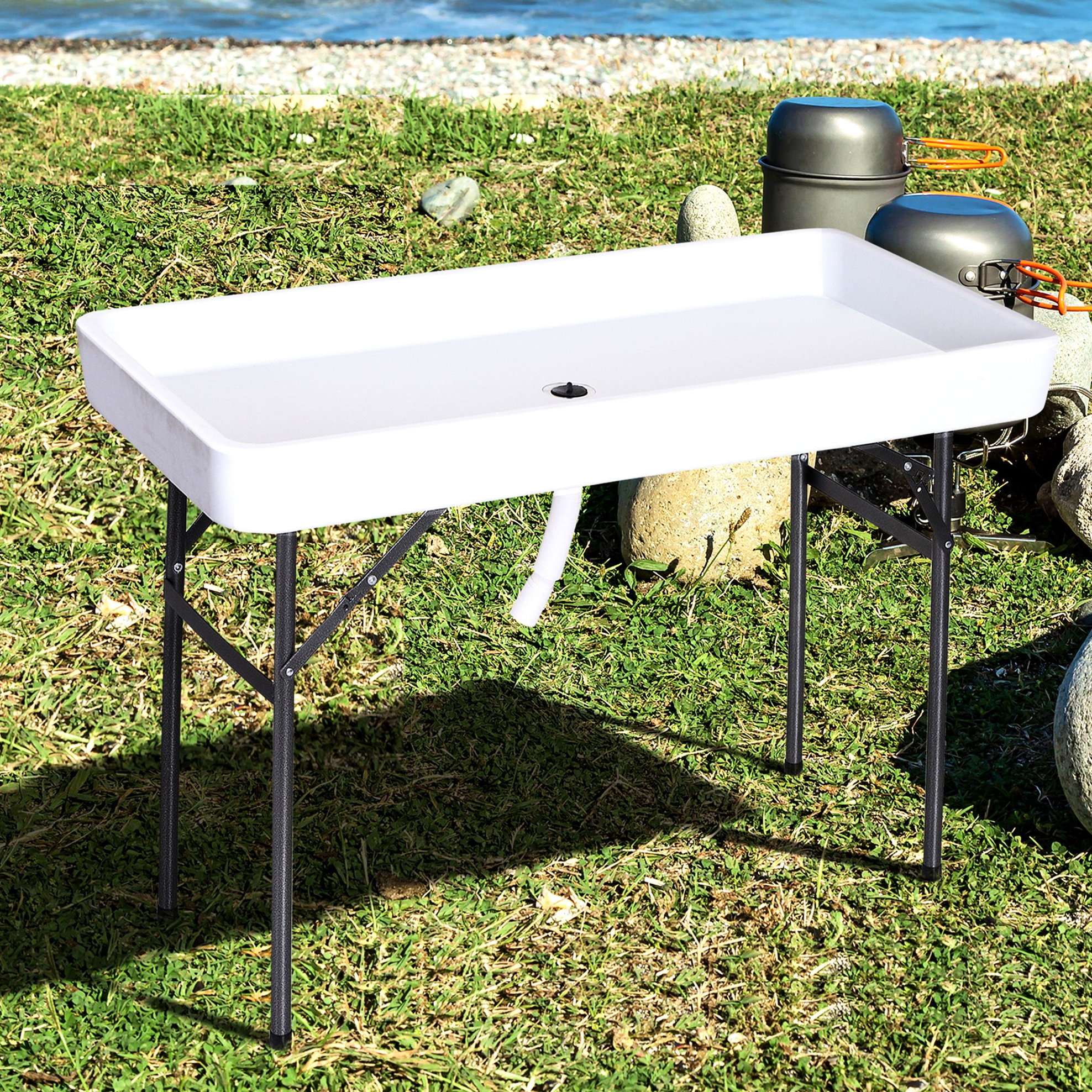 Latitude Run® Portable Camping Picnic Desk With Sink - 4ft Folding For ...