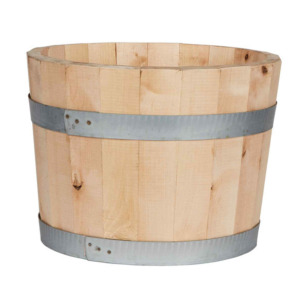 HORTICO Rustic European Birch Hardwood Round Tub Half Barrel Outdoor ...