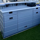 Suncast Backyard Oasis Water Resistant Entertainment Bar with Pull-Out ...