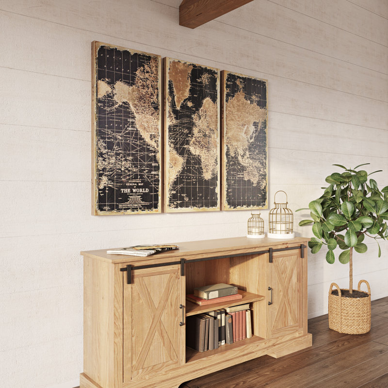 Longshore Tides Stanford Wood Framed World Map Wall Décor Set & Reviews ...