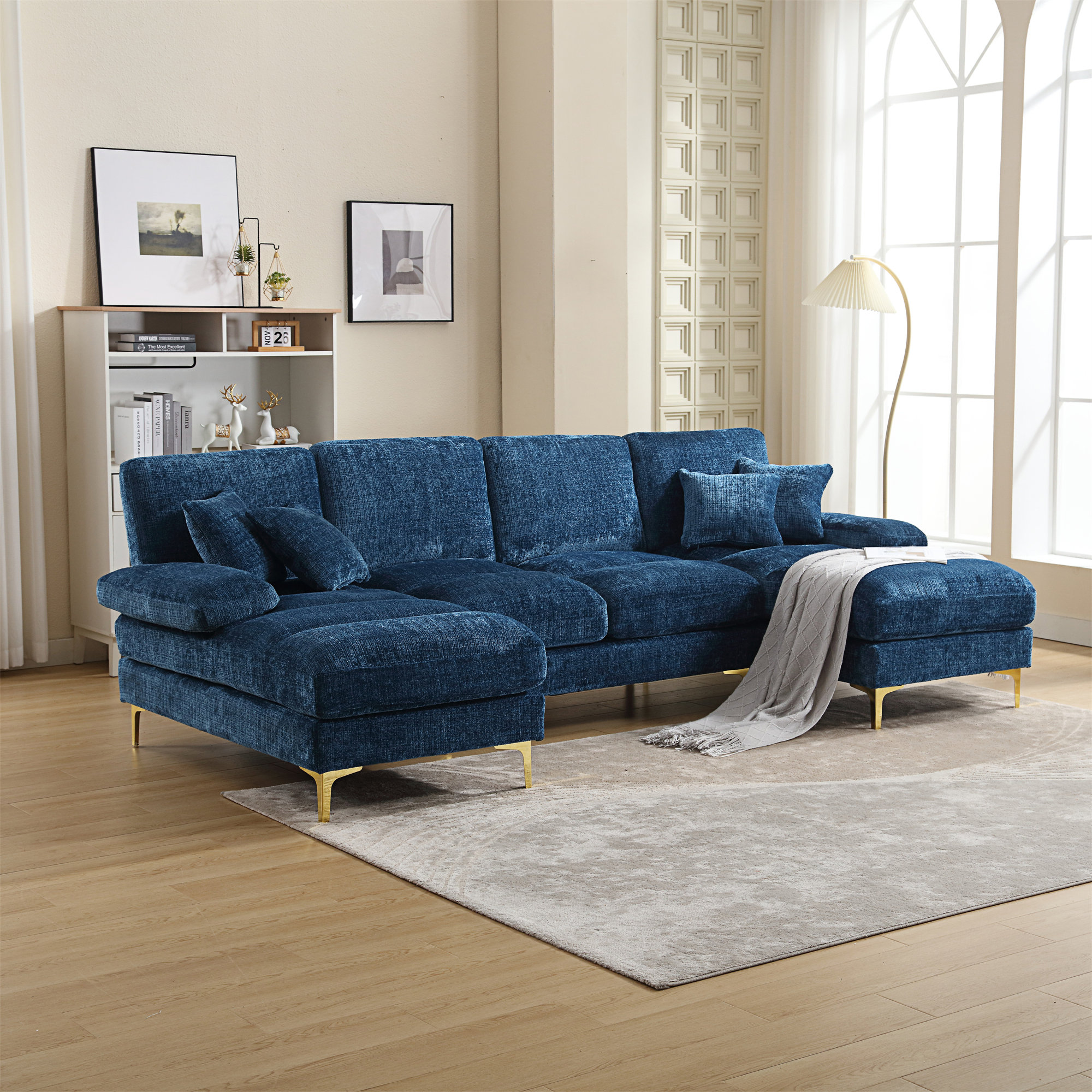 Everly Quinn UNITED Modern Large Chenille Fabric U-Shape Sectional Sofa ...