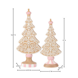 Astoria Grand 11" Resin Icing Gingerbread Trees Set of 2 | Wayfair