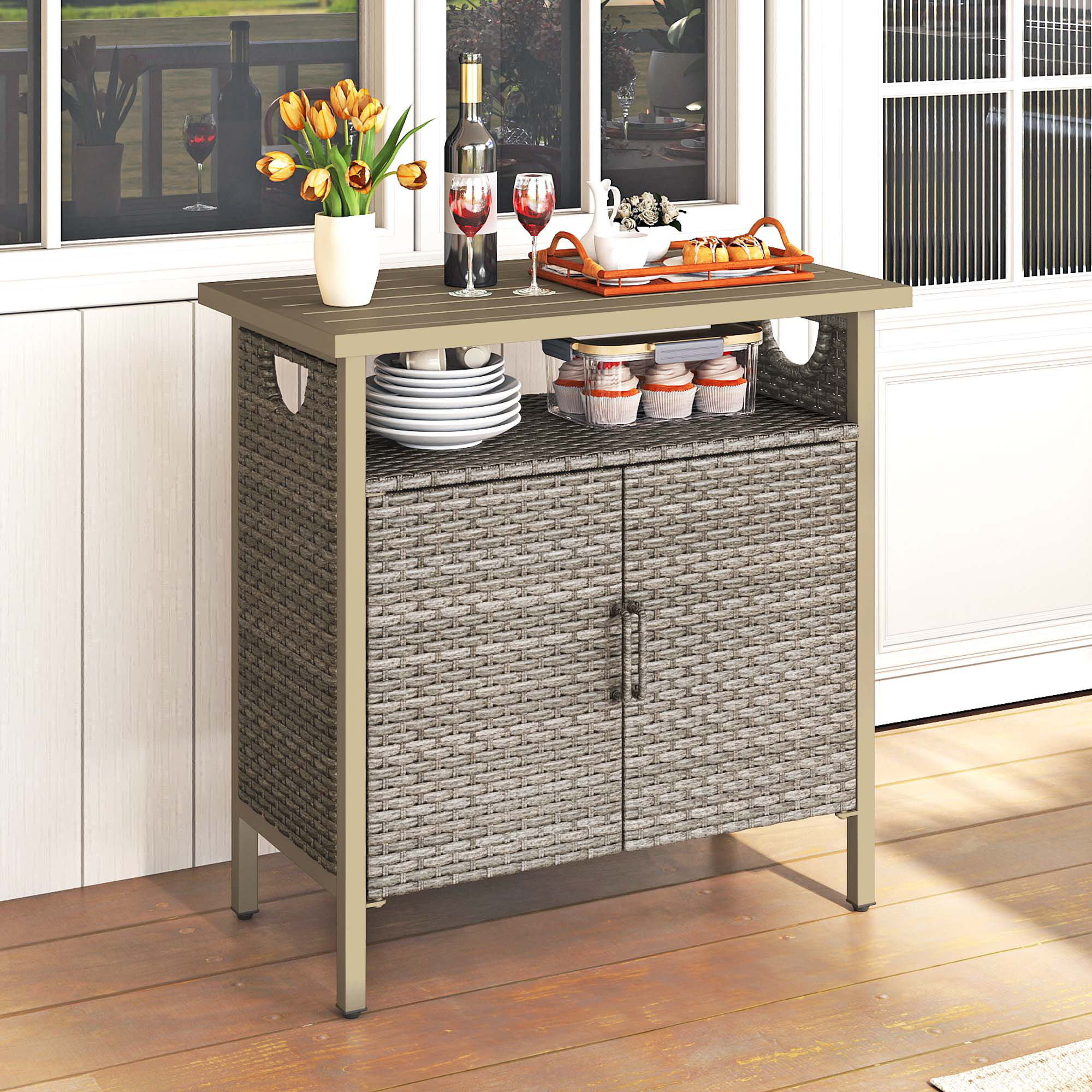 Winston Porter Gertz Rectangular 35.4'' L x 19.7'' W Outdoor Buffet ...
