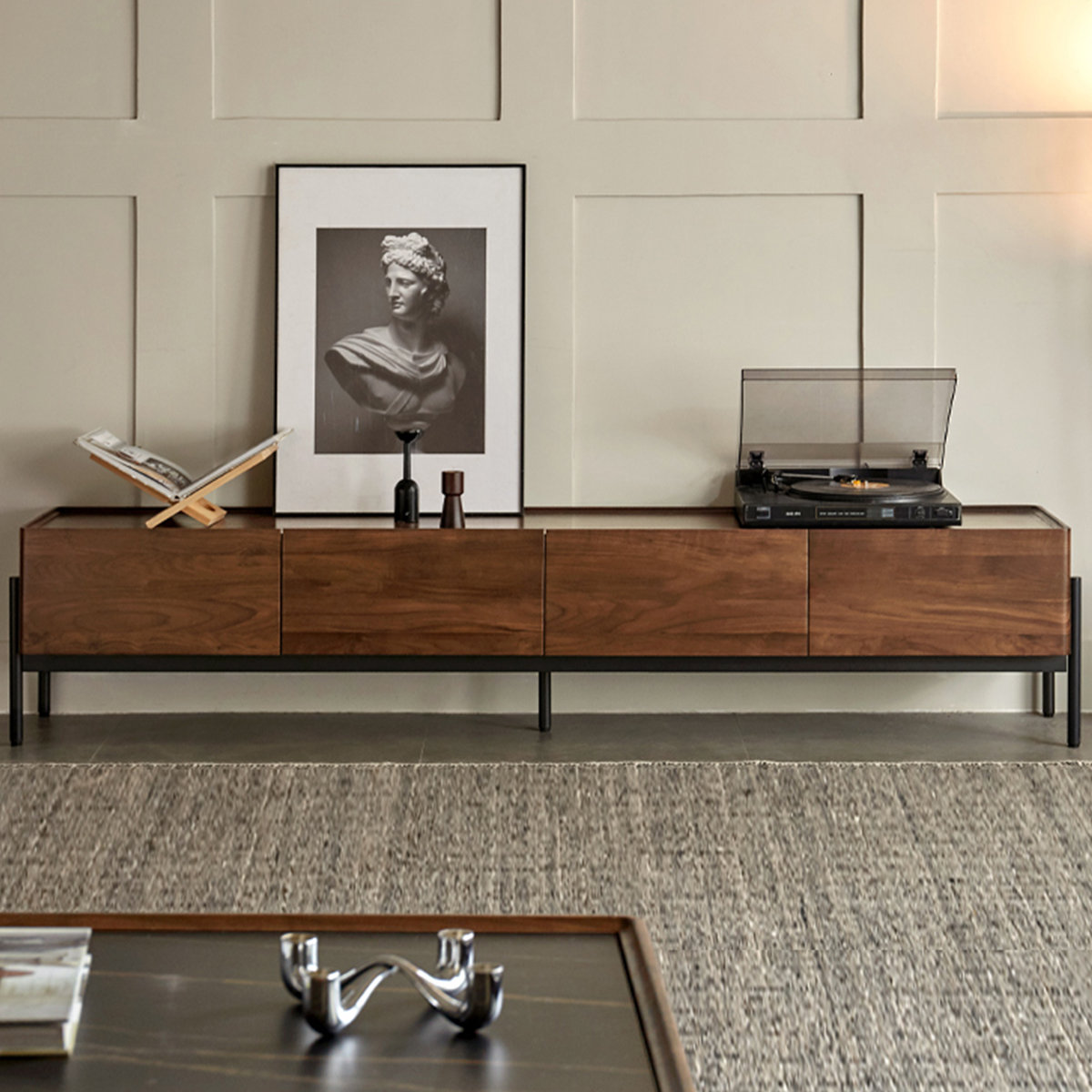 Finesse Furni All Solid Wood Tv Cabinet Modern Simple Black Walnut ...