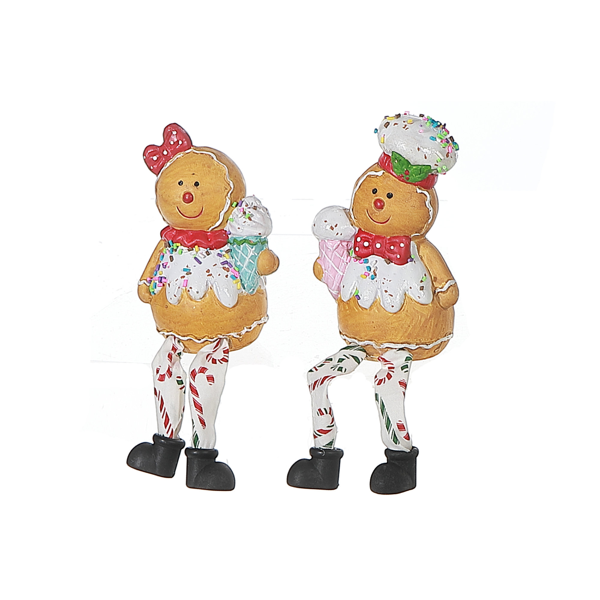The Holiday Aisle® Polyresin Sitting Ginger Bread Man - Set Of 2 | Wayfair
