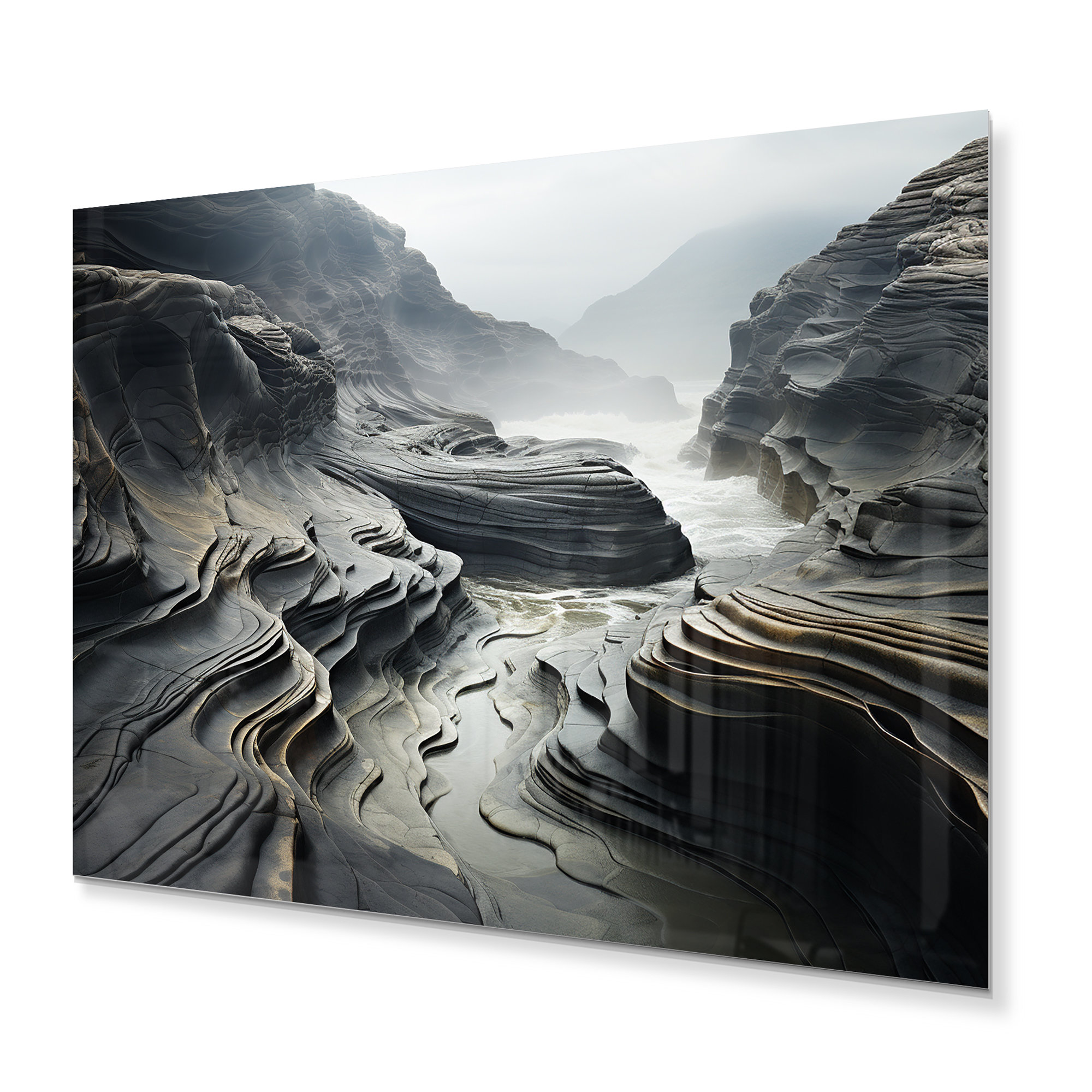 Red Barrel Studio Clifs Landcape Grey Symetry II - Landscapes Metal ...