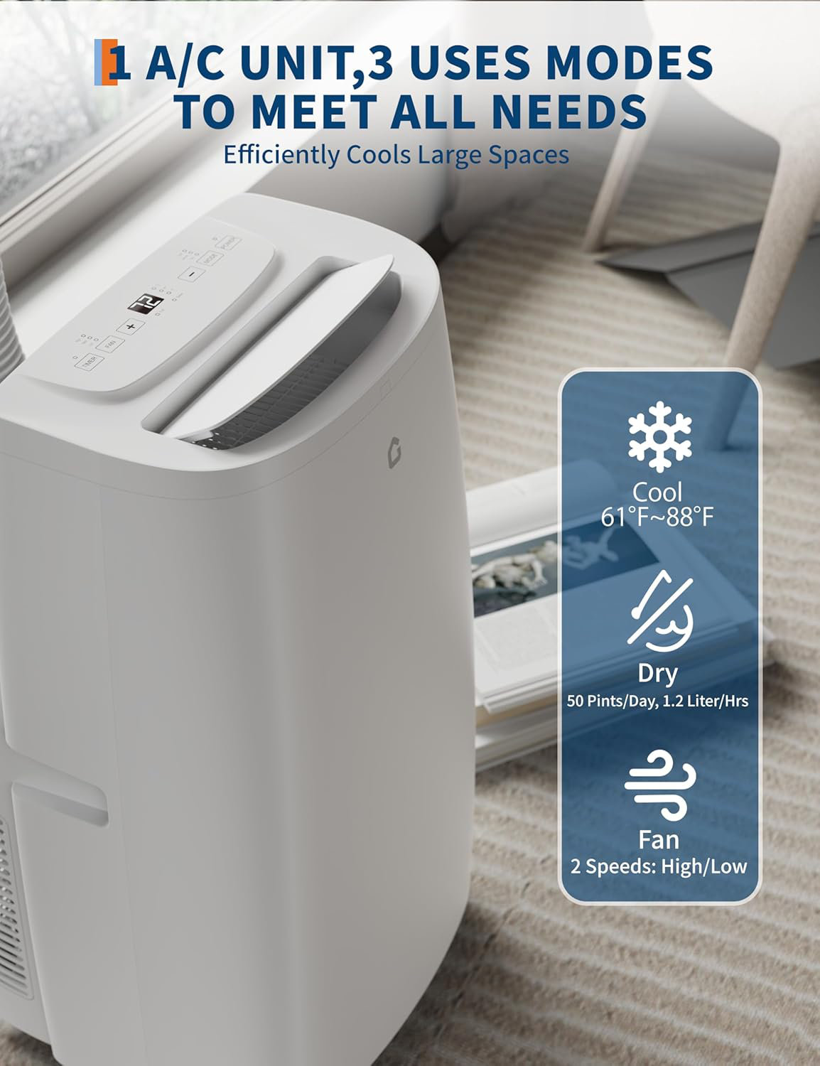 Espiron Optimum 3-in-1 14,000 Btu Portable Air Conditioner, Portable Ac ...