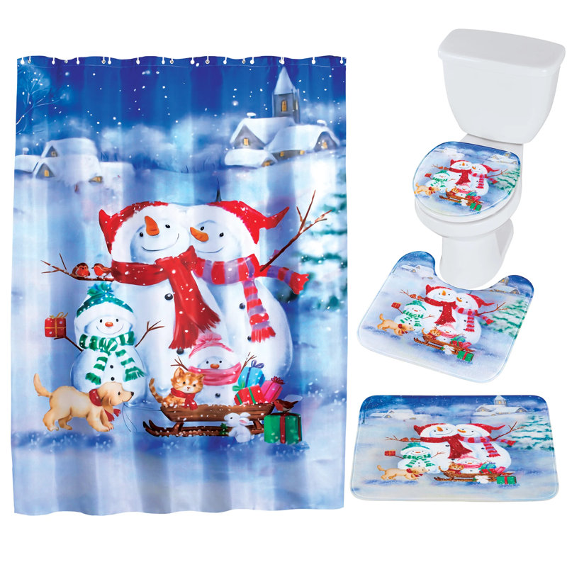 The Holiday Aisle® 4-Piece Festive Snowman Friends Bathroom Set | Wayfair