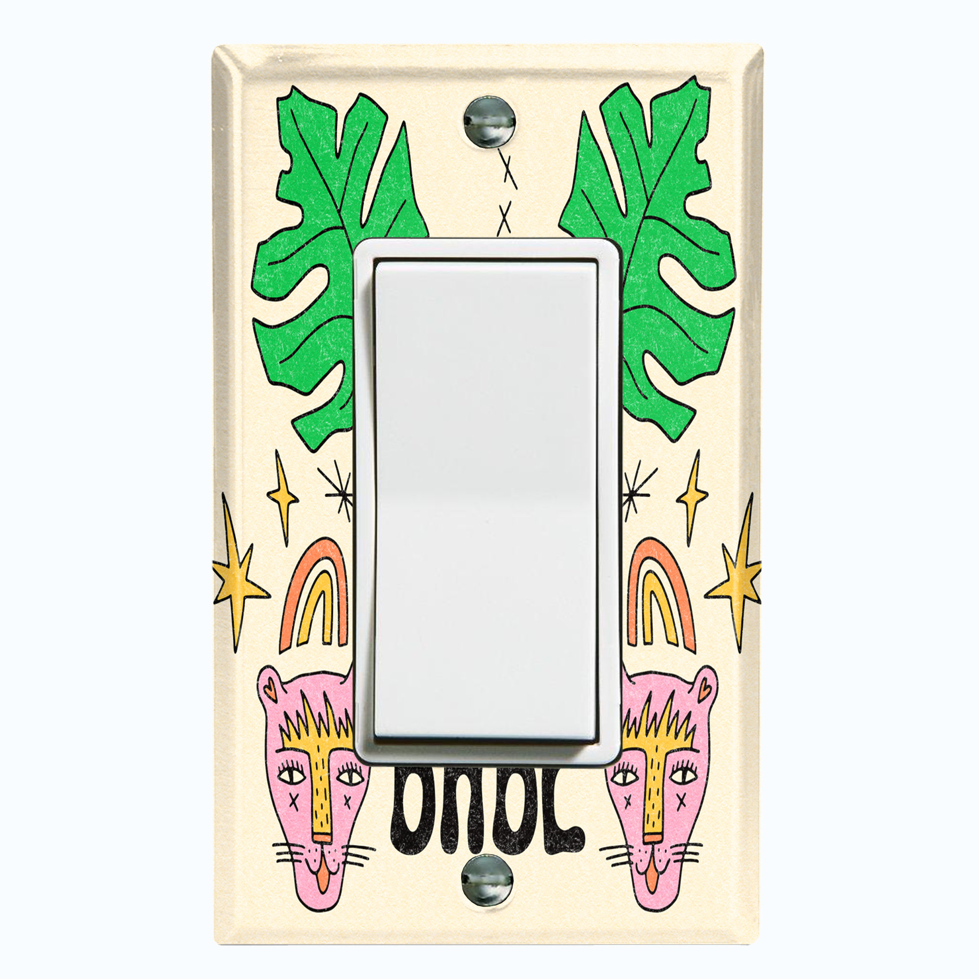 WorldAcc Cute Babe Cool Leaf Cat Doodle Cartoon Beige - Single Toggle 1 ...