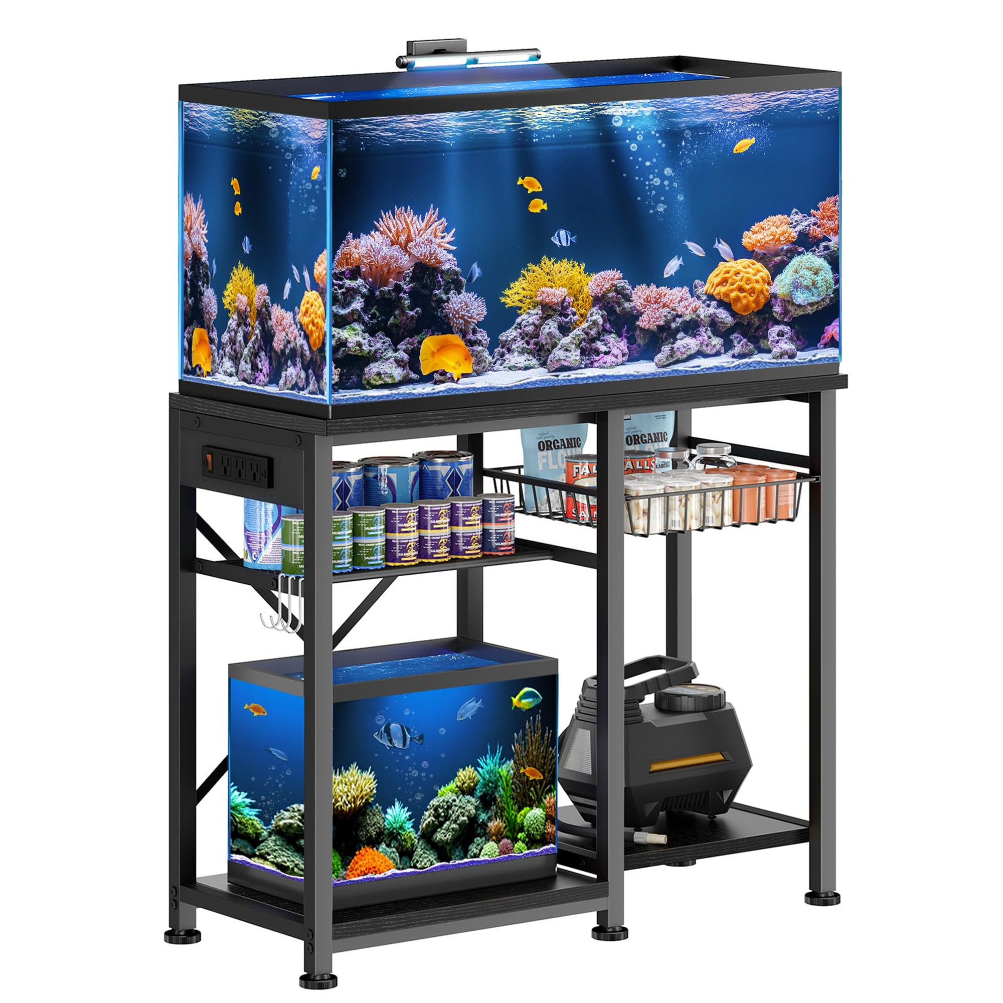 Orren Ellis Aquarium Stand With 6Ft Power Strip, Fish Tank Stand ...