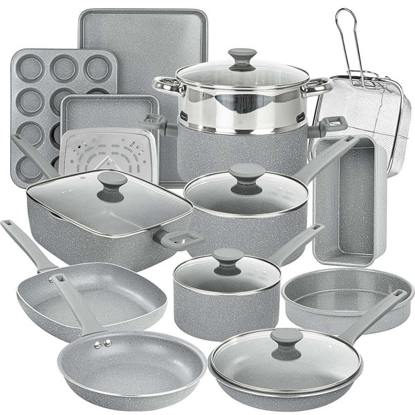 Granitestone Diamond Desert Grey 20 Pc Nonstick Cookware and Bakeware ...