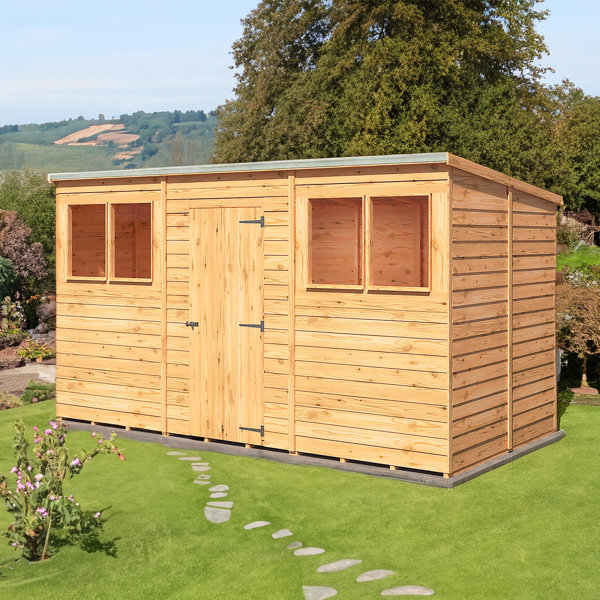 Shire GB Garden Value 12 x 6 Overlap Pent Shed with windows | Wayfair.co.uk