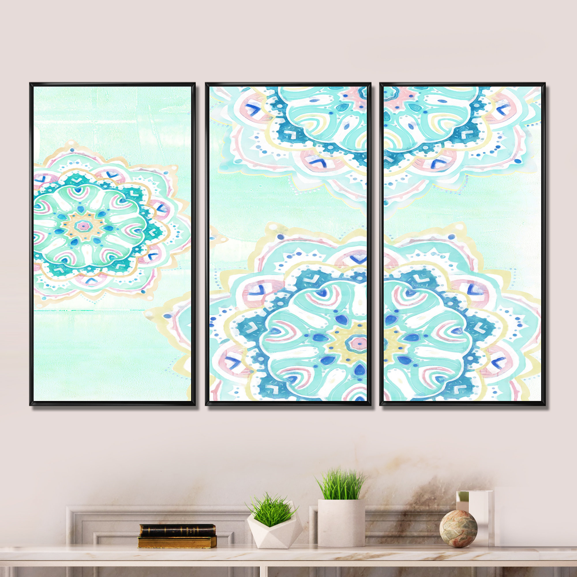 Dakota Fields Watercolor Mandalas V - Traditional Framed Canvas Wall ...