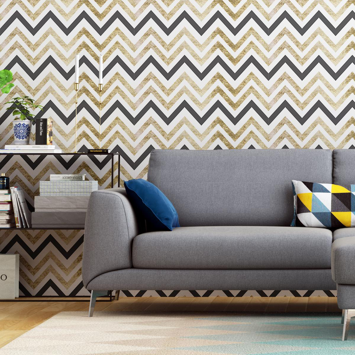 Mercer41 Dashane Chevron 8.5' L x 24" W Peel and Stick Wallpaper Roll ...