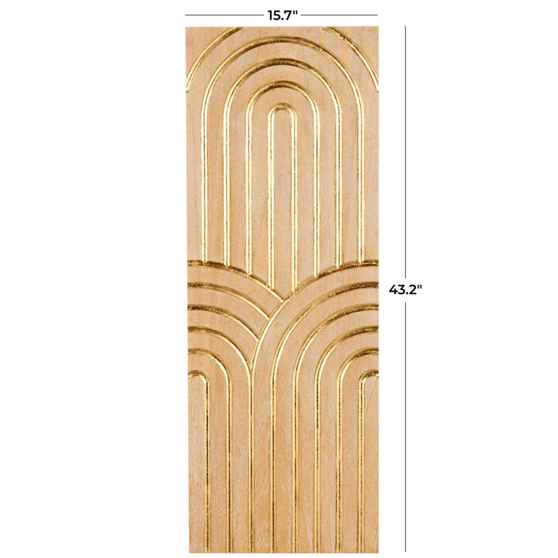 Mercer41 Wood Panel Geometric Light Brown Wall Decor with Overlapping ...