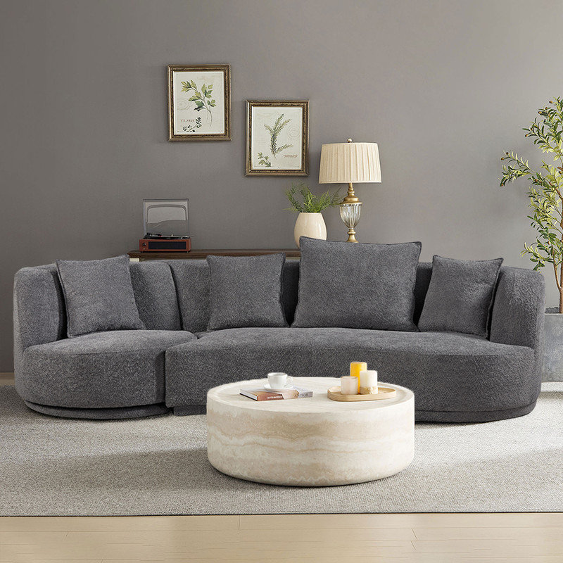 Hokku Designs 110" Rotatable Curved Sofa Couch for Living Room, Round ...