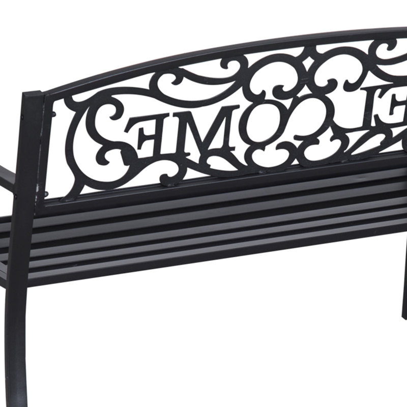 Latitude Run® 50" Metal Welcome Bench With Slatted Seat For Entryway ...