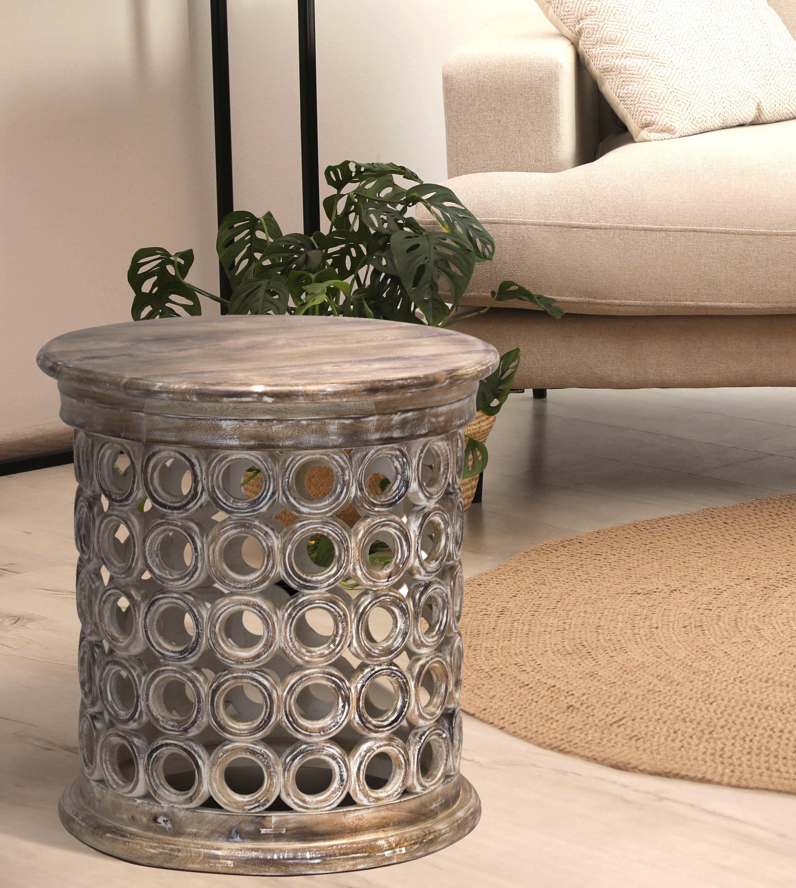 Laurel Foundry Modern Farmhouse Table de bout cylindrique en bois ...