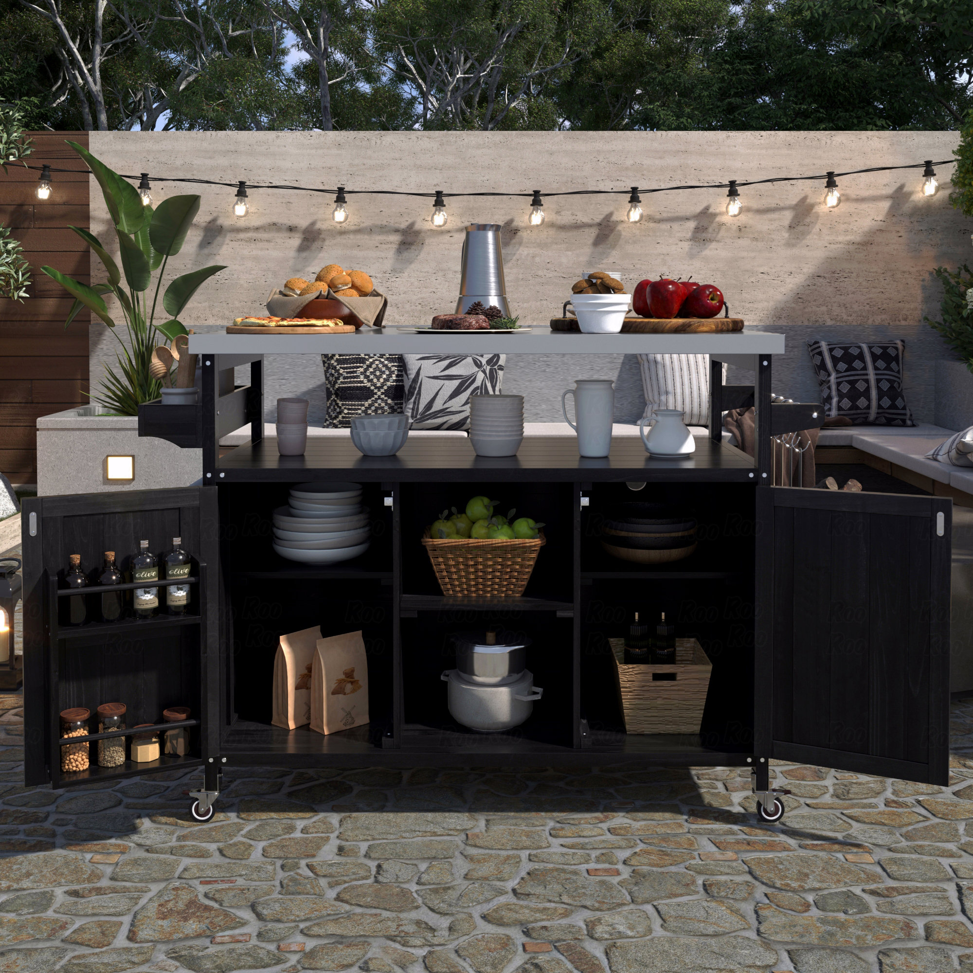 Latitude Run® Kitchen Island Table, Outdoor, Rolling Bar Cart And ...