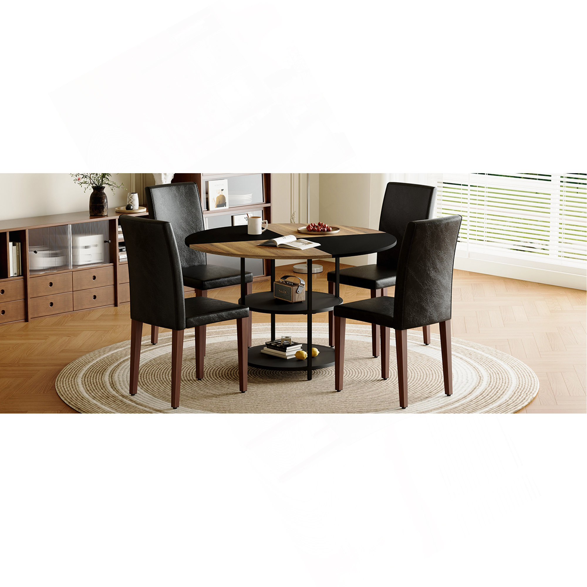 Red Barrel Studio® Table And Chair Set.A 47.3-Inch Diameter Modern ...