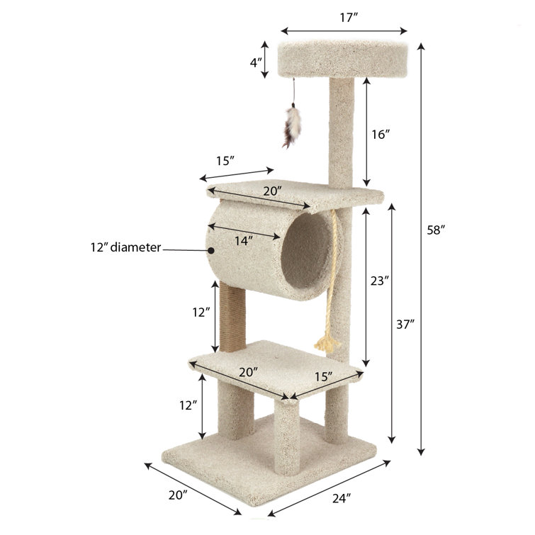 Ware Manufacturing Kitty Quick 58-In Real Carpet Hanging Hideout Wooden ...