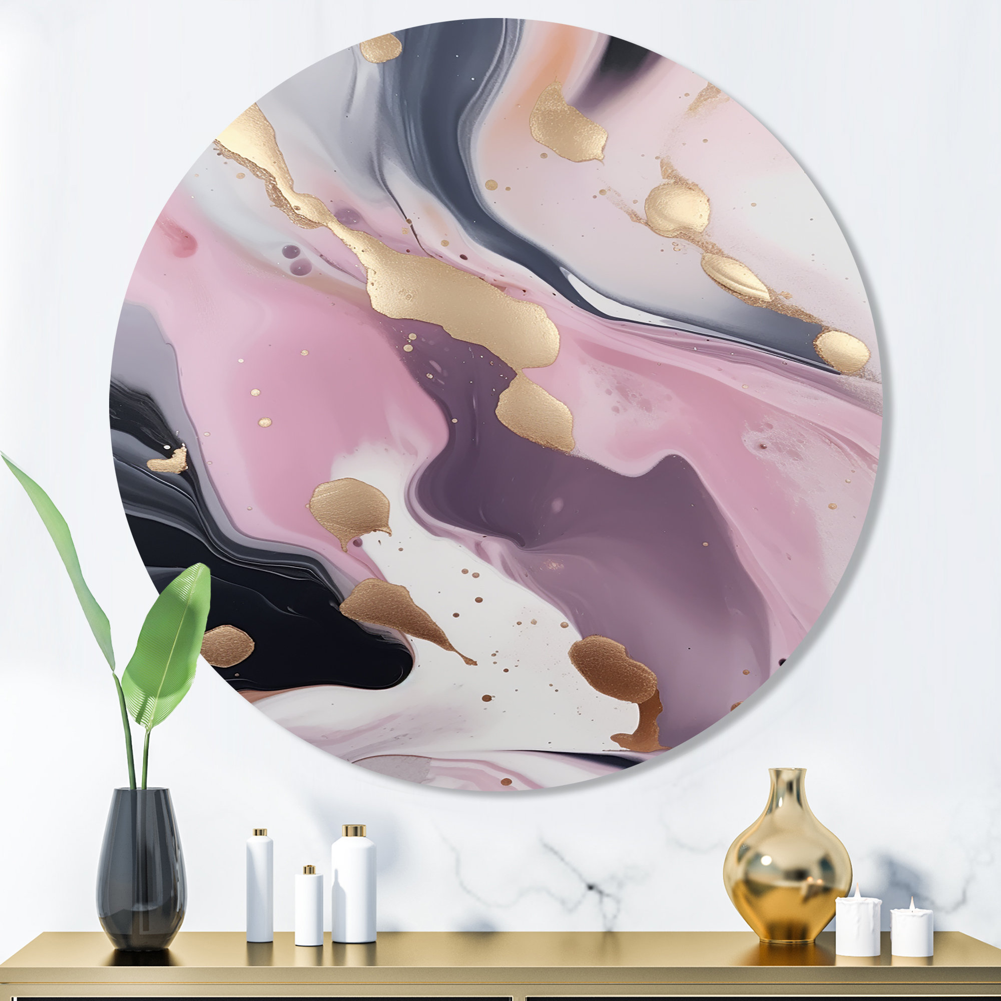 Mercer41 Dusharme Pink And Gold Mysterious Marble V - Abstract Marble ...