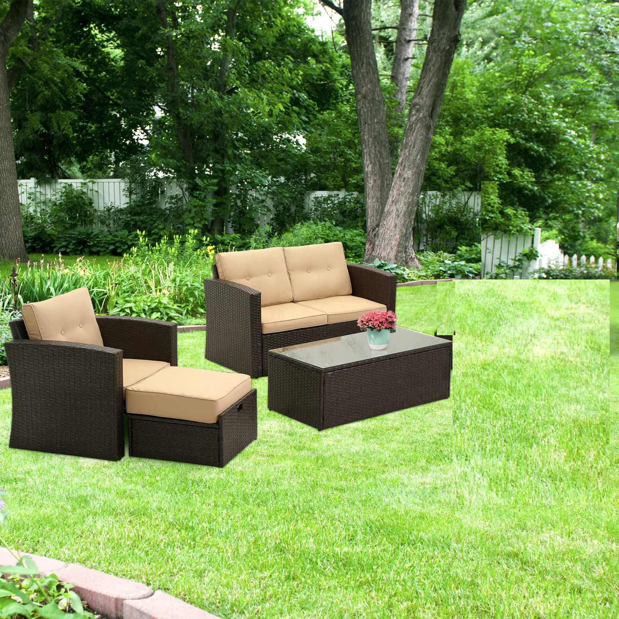 Latitude Run® Arcelay 5 Piece Rattan Sofa Seating Group with Cushions ...