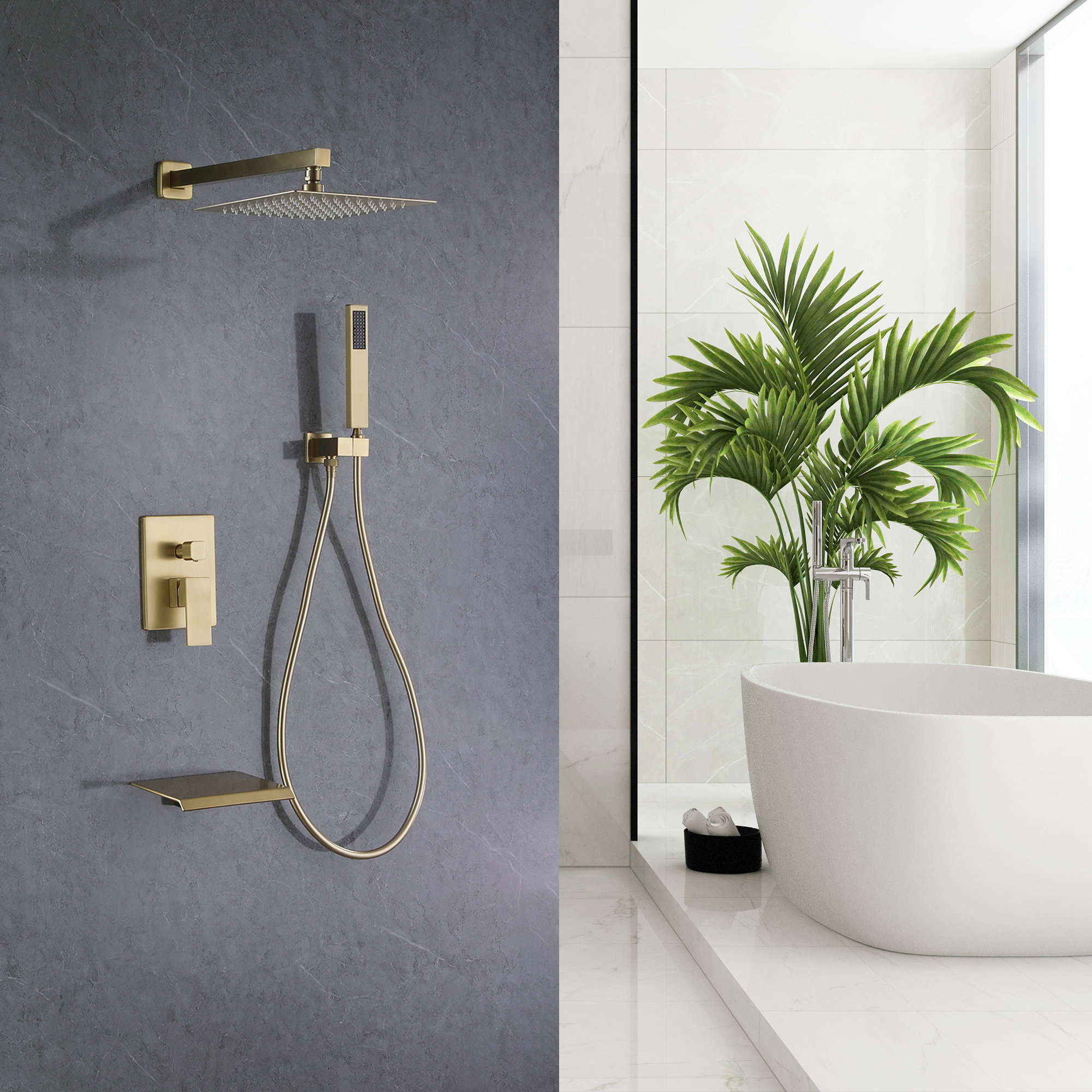 TAPLONG Pressure Balance Shower Faucet Complete Shower System with ...