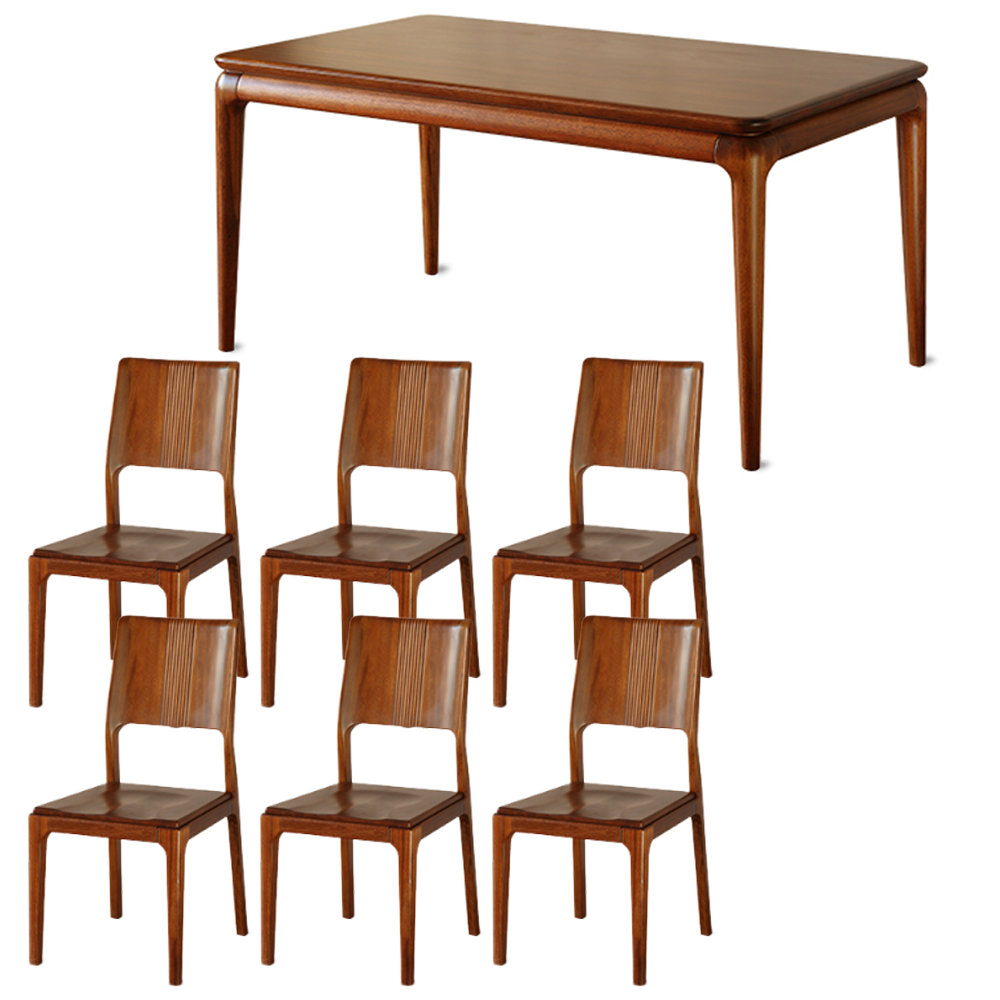 Zhang's SereneLodge Simple Rosewood Solid Wood Thick Dining Table Set ...