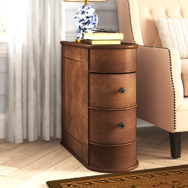 Lark Manor Anamary 24'' Tall Solid Wood End Table with 2 - Drawers ...