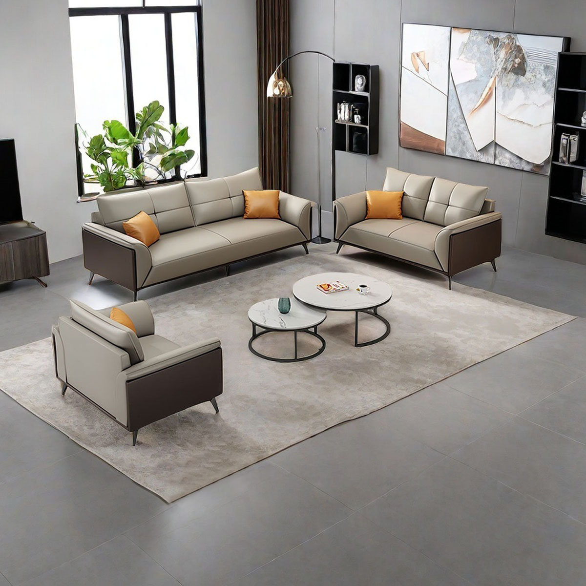 Walkoly Office sofa leather simple business sofa set | Wayfair