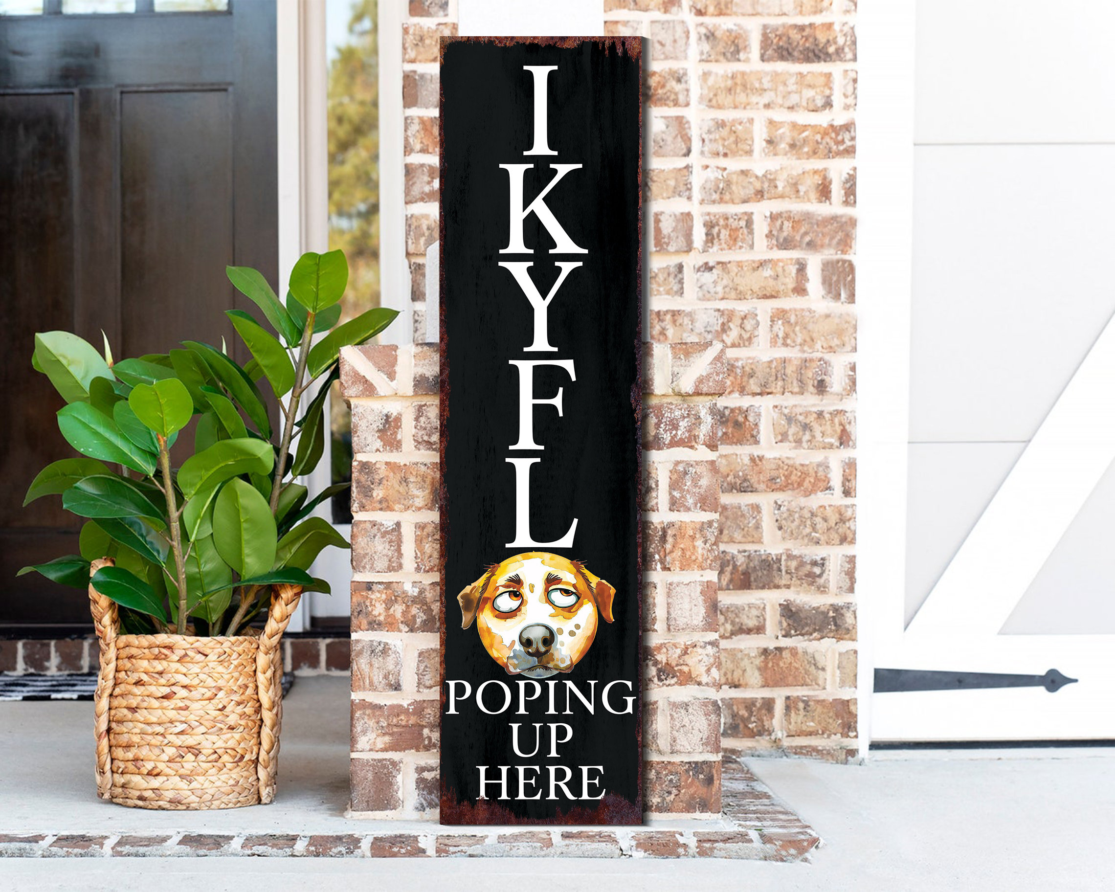 Trinx 36-Inch Everyday Humour IKYFL Porch Sign Doggy | Front Door Wall ...