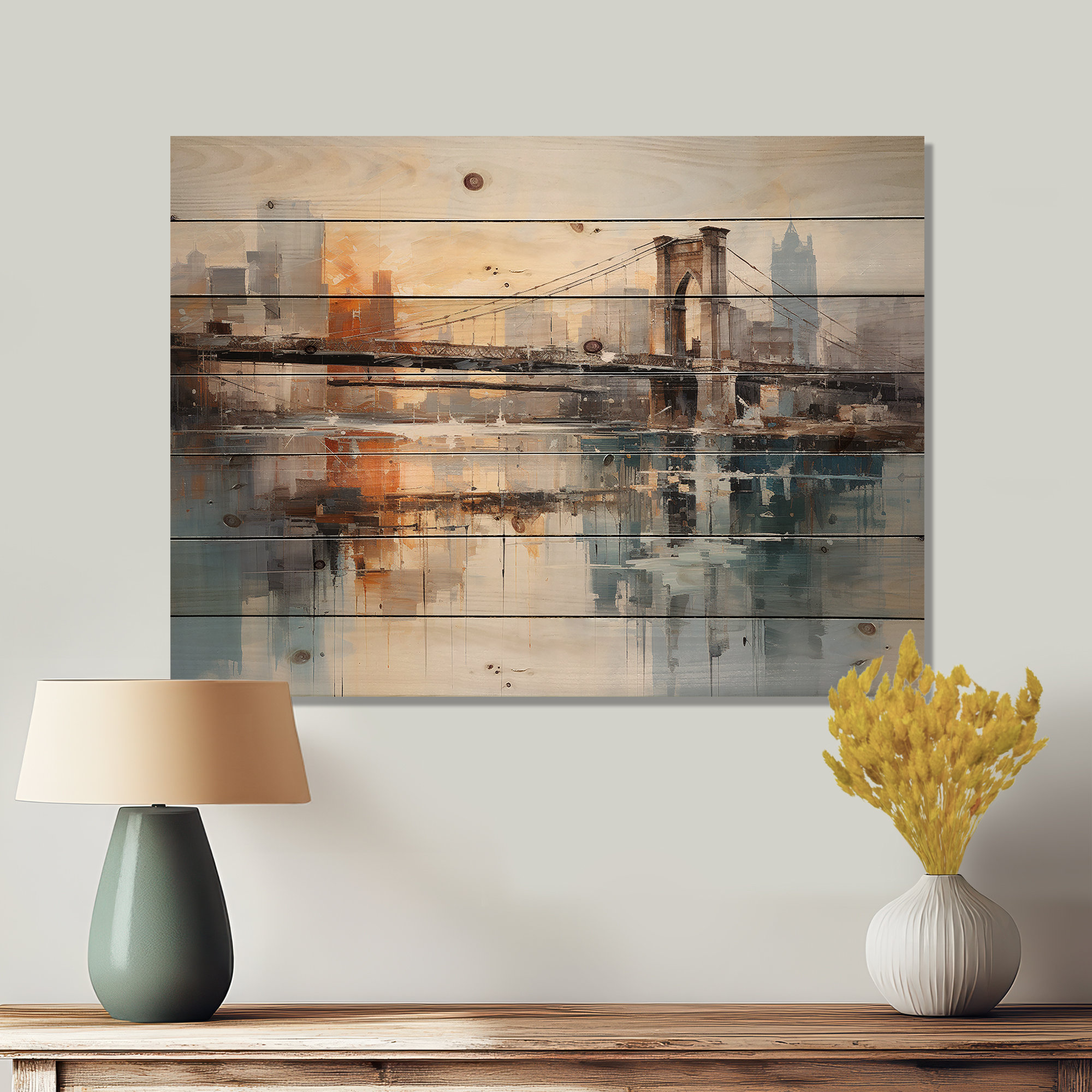 Design Art Beige Bridge Reflective Connections - Architecture Wood Wall ...