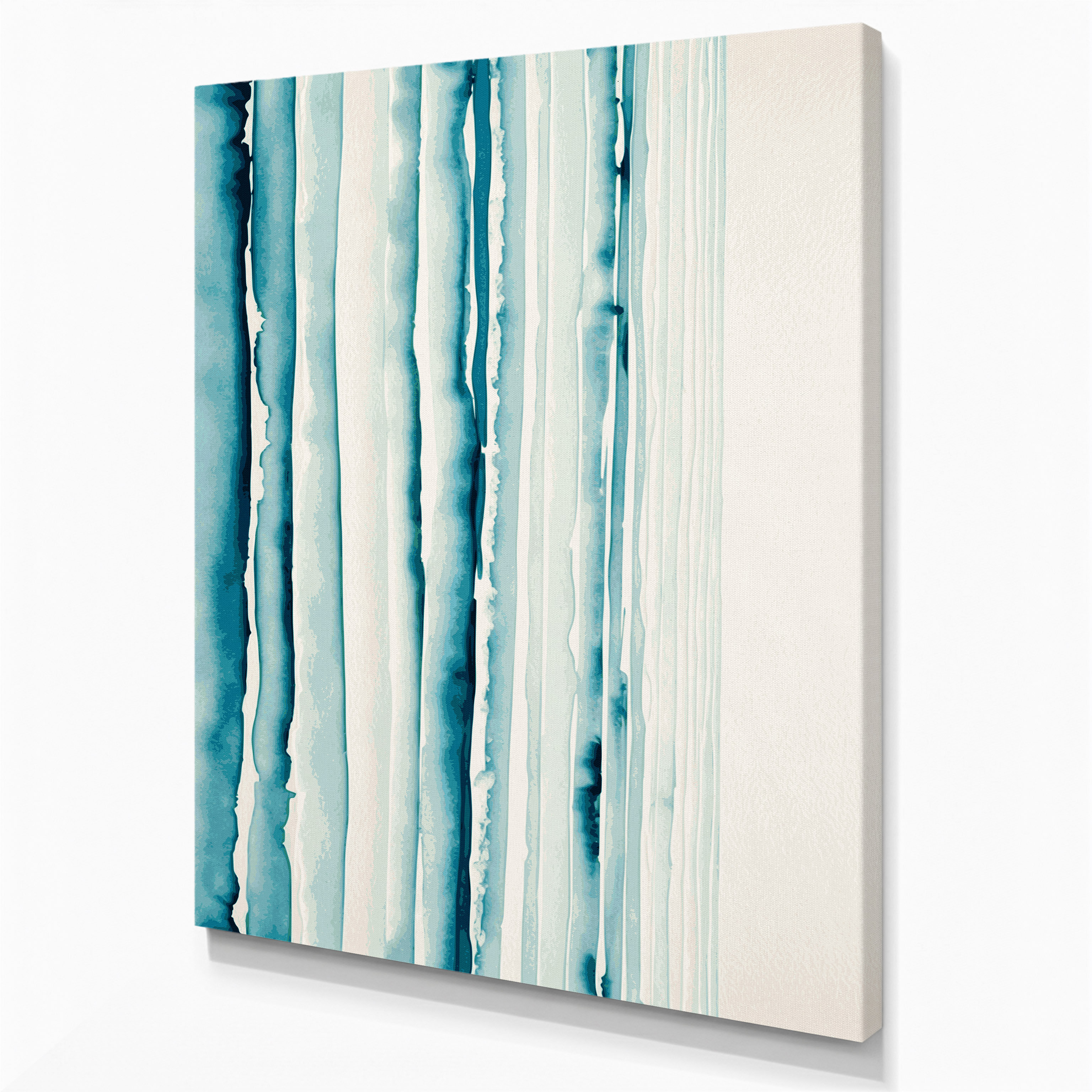 Brayden Studio® DiagonalStripes Pale Blue White Beige Canvas Wall Art ...
