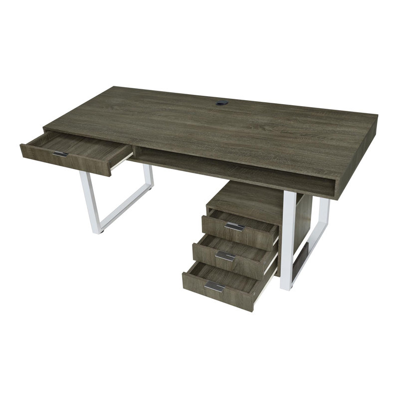 Ivy Bronx Lacari 64.6'' W Rectangle Computer Desk in Weathered Gray and ...
