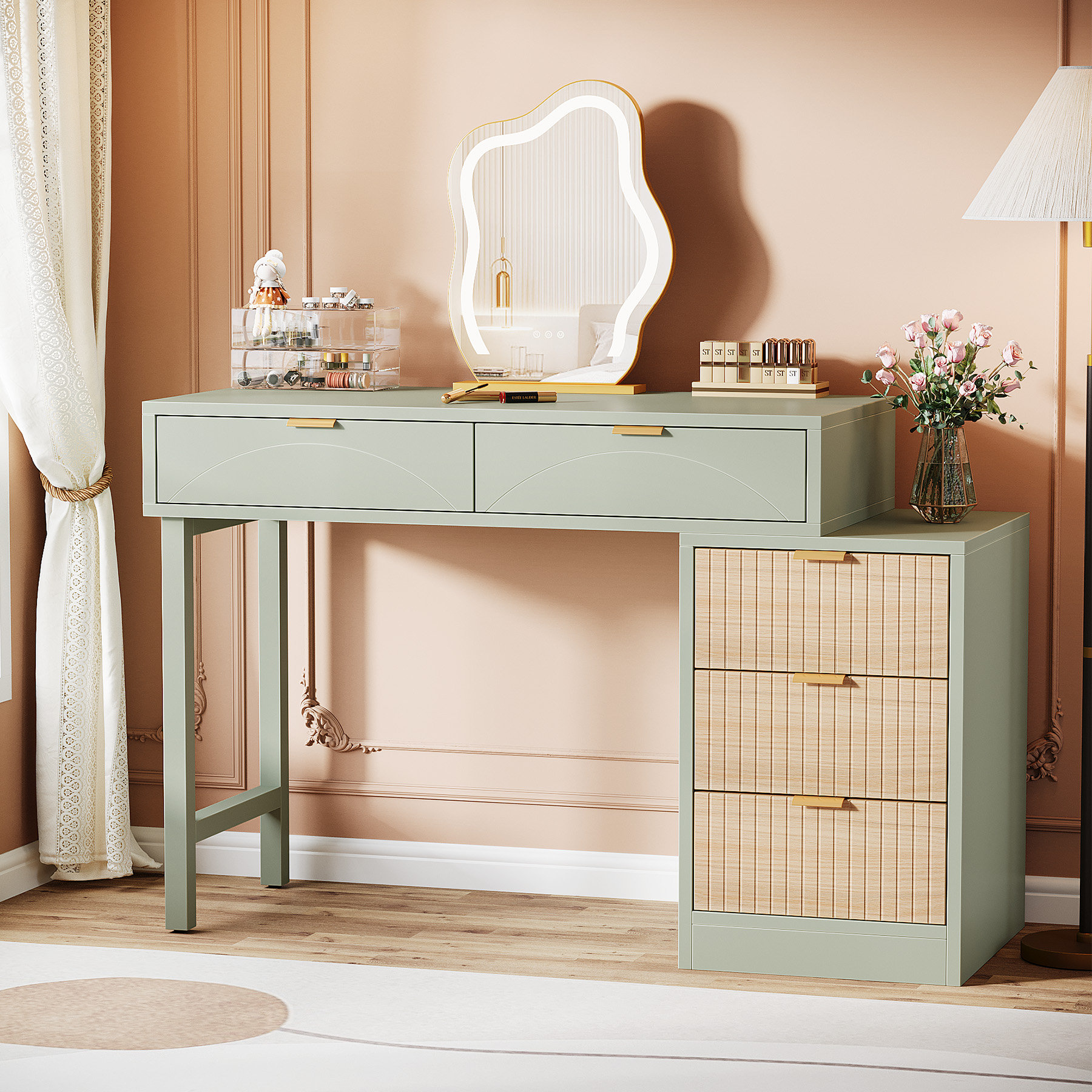 Latitude Run® Green Makeup Vanity Table & Reviews | Wayfair