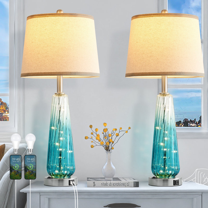 Ivy Bronx Lech Glass USB Table Lamp & Reviews | Wayfair