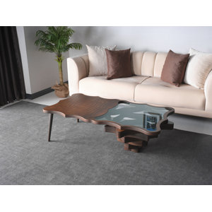 Orren Ellis Pera Model Coffee Table, Wooden Center Table, Tempered ...